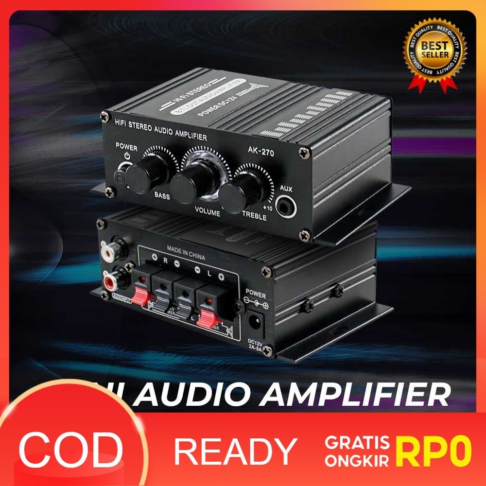 Jual Lepy Audio Amplifier Mini HiFi Stereo Treble Bass Booster - AK-270 ...