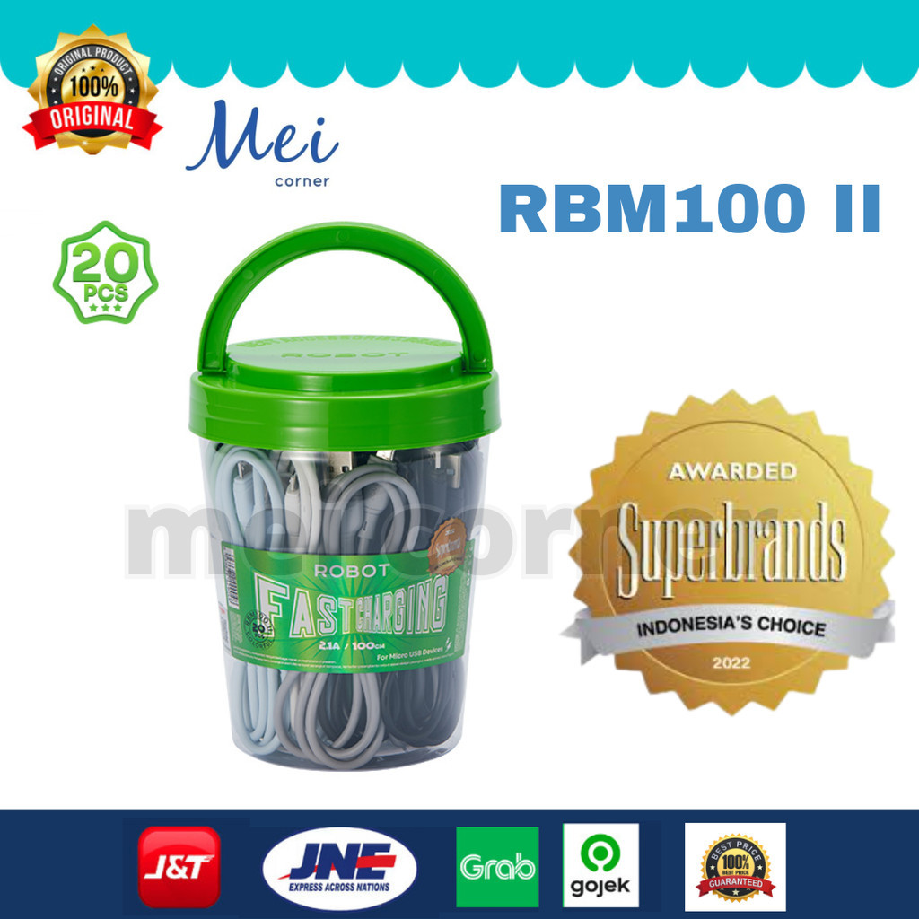 Jual (1TOPLES ISI 20PCS) KABEL DATA MICRO ROBOT RBM100 II 2,1A COLORFUL (MC) | Shopee Indonesia