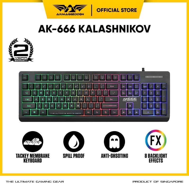 Jual Keyboard Gaming Armaggeddon Kalashnikov AK666 Spill Proof Backlit ...
