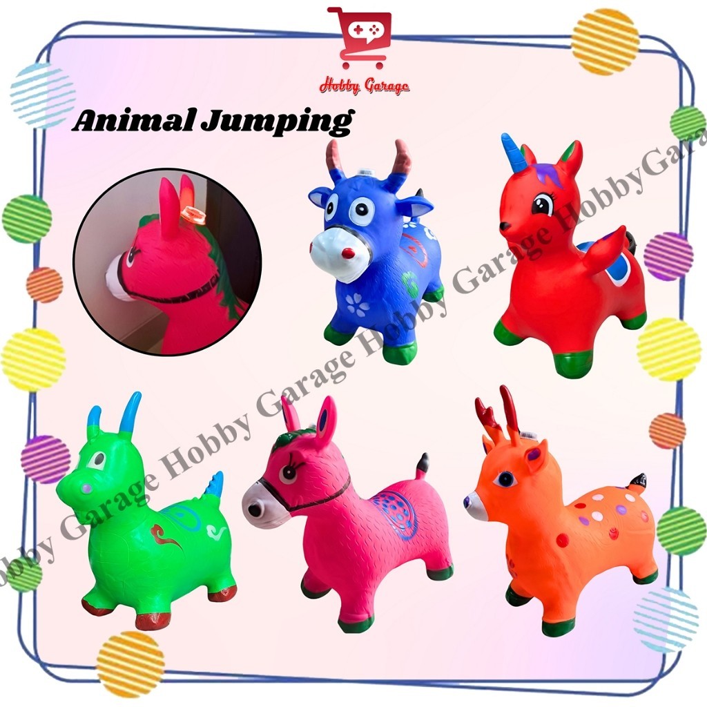 Jual JY73FN Mainan Kuda Kudaan Karet Animal Jumping ada lampu dan suara ...