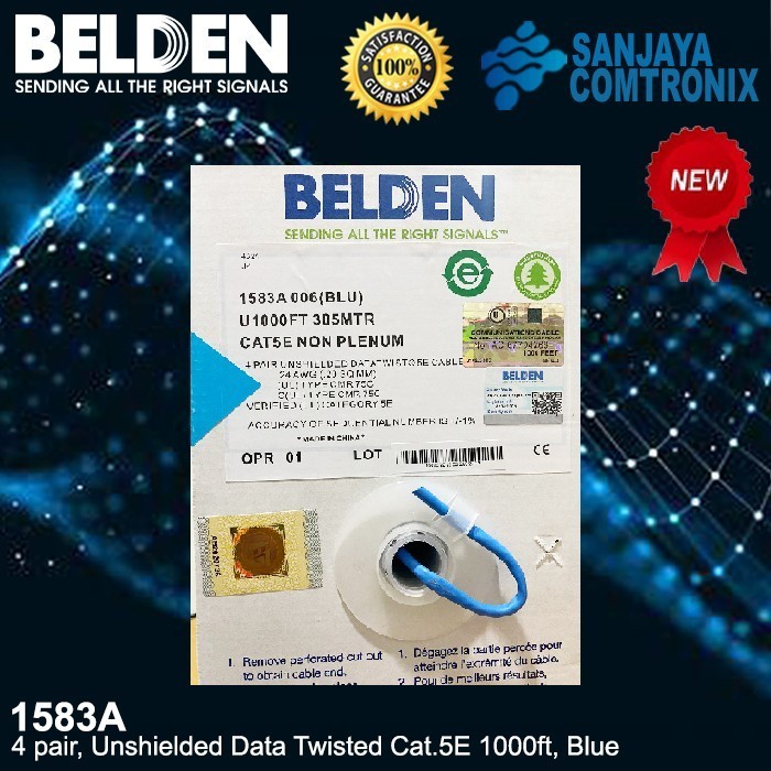 Jual BELDEN 1583A Kabel LAN UTP Cat. 5E Roll/Box/305M - Biru | Shopee ...