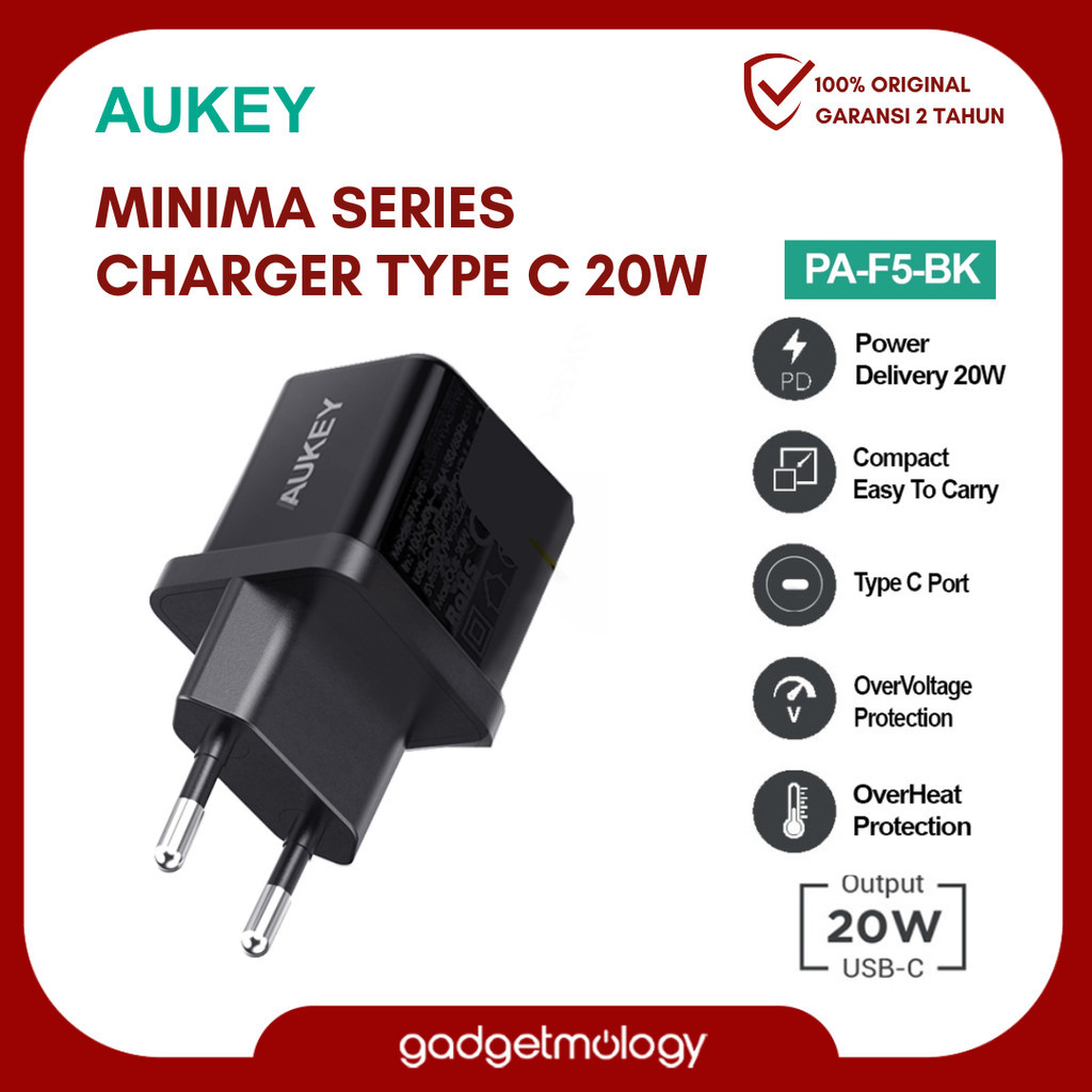 Jual Aukey Minima Adaptor Charger Type C 20W Fast Charging PD Power Delivery 3.0 PA-F5 Original ...