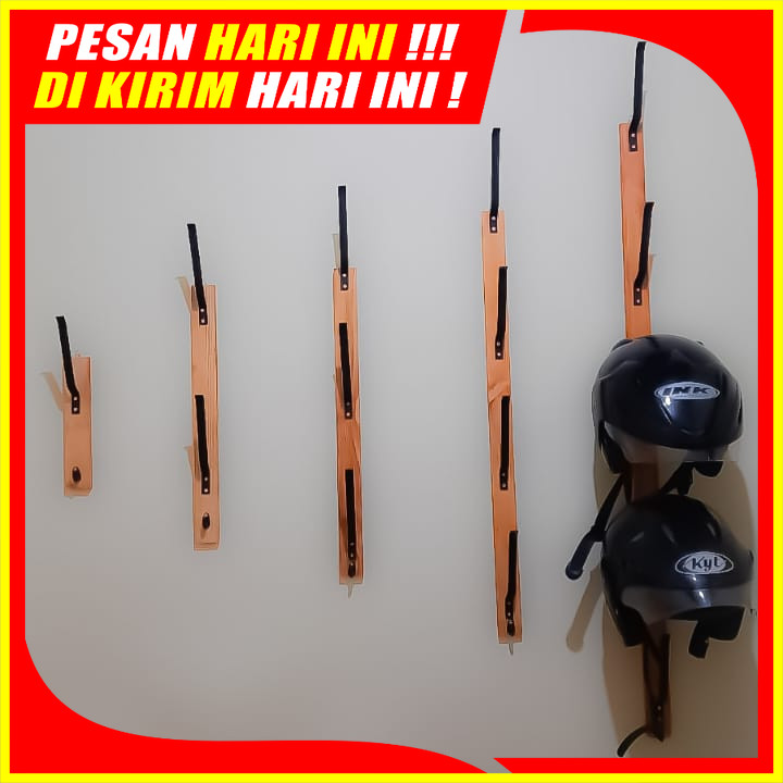 Jual gantungan rak helm 4 susun & 5 susun tempel dinding kayu jati ...