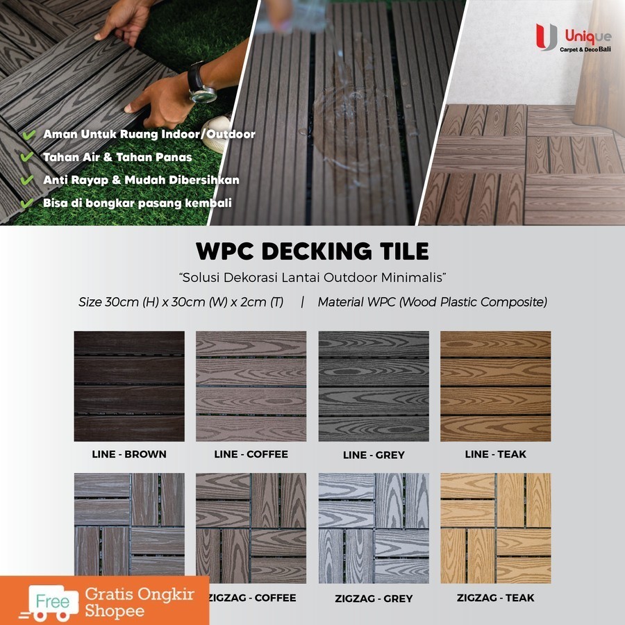 Jual Decking Tile WPC Outdoor / Dekorasi Lantai Kayu Motif Line ...