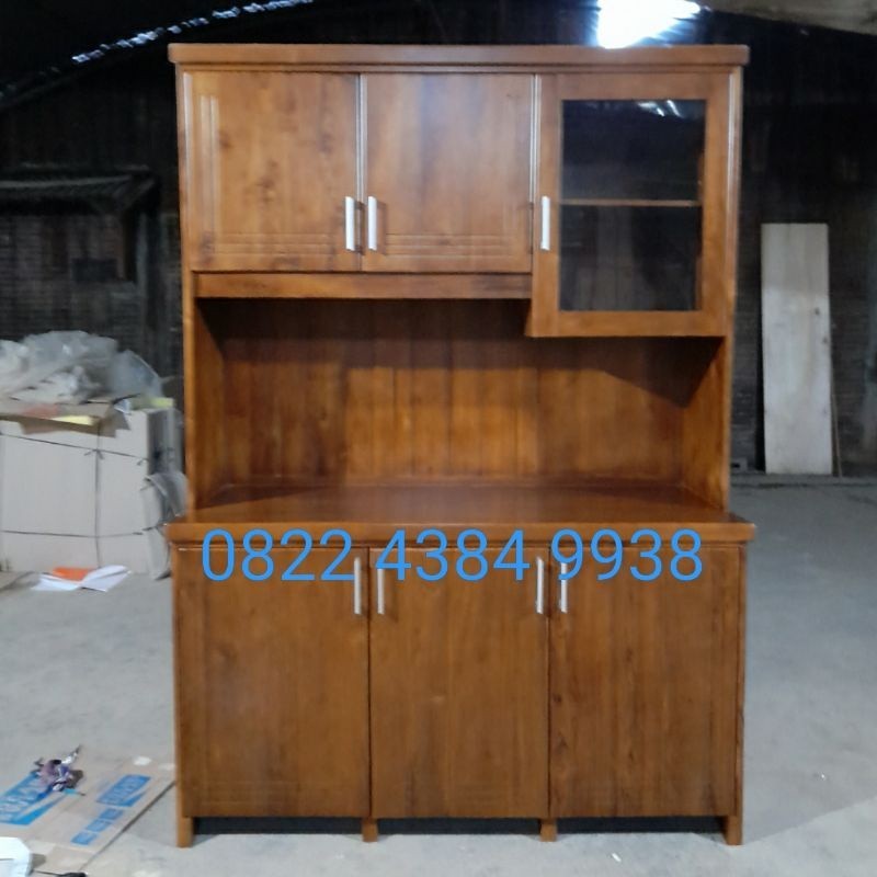 Jual Lemari Dapur Jati Almari Rak Piring Minimalis Bufet Kabinet Meja ...