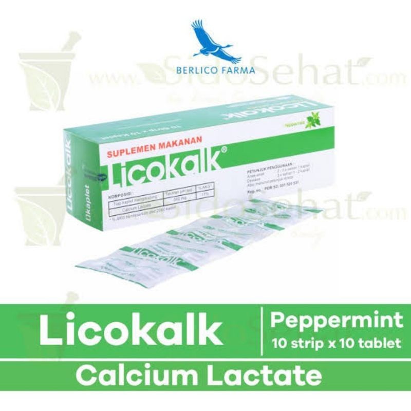 Jual Licokalk / 100 kaplet -- Calcium Lactate Kalsium Laktat Calcifar ...