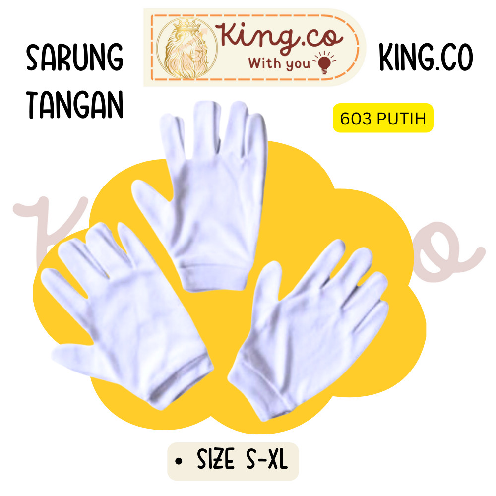 Jual ISI 3 / Sarung Tangan KING.CO 603 PUTIH Dewasa Polos Halus / Kaus ...