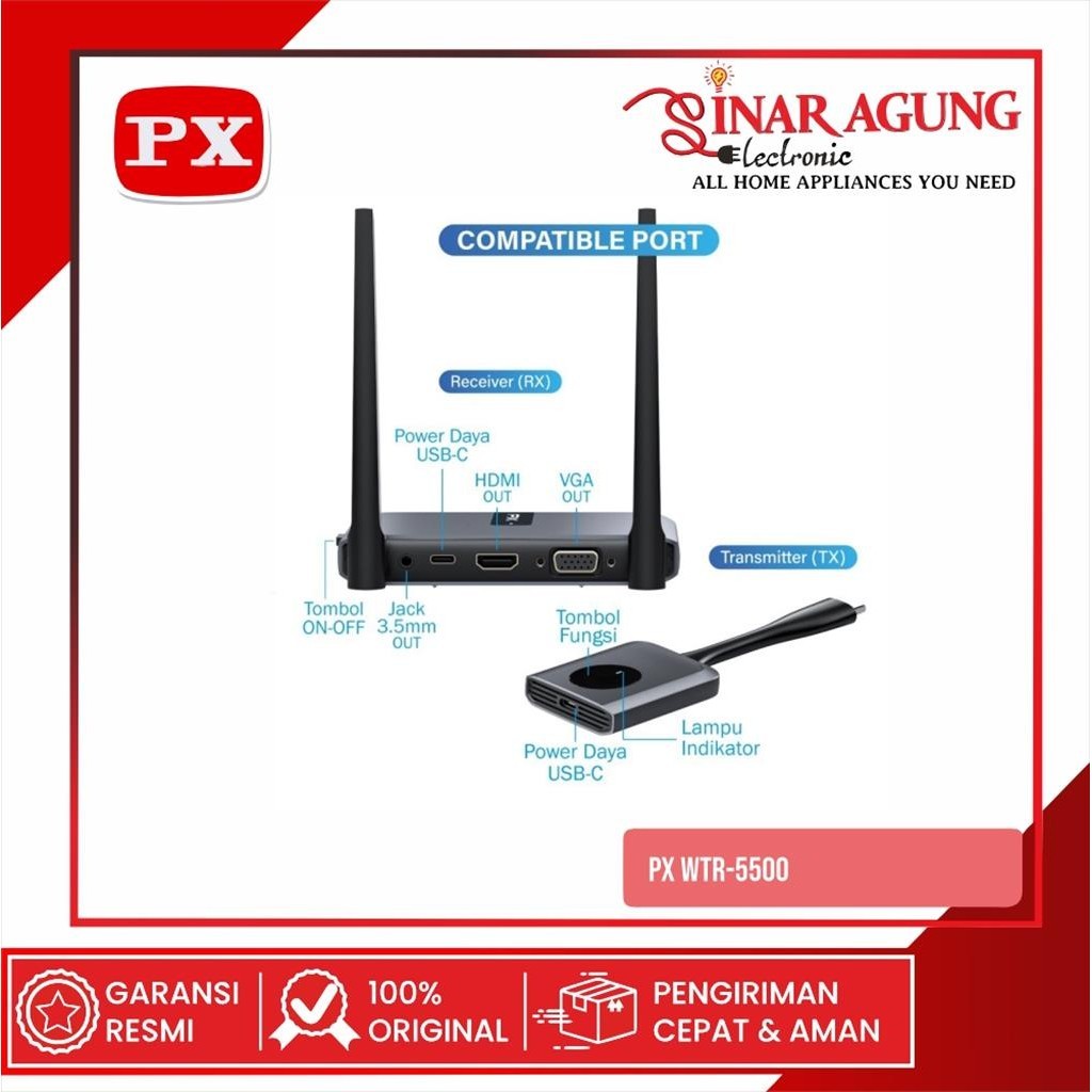 Jual PX WTR-5500 / WTR5500 WIRELESS TRANSMITTER RECEIVER VIDEO VGA ...