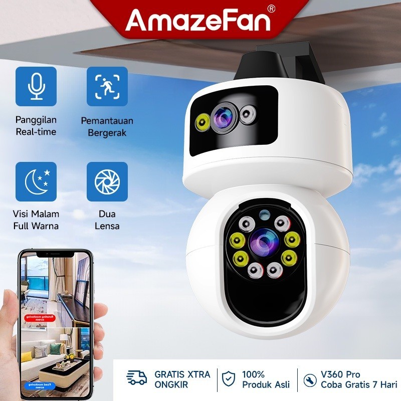 Jual AmazeFan New CCTV Indoor WiFi 8MP V360 Pro Dual Lens IP Camera 360’ PTZ Kamera HP Jarak ...