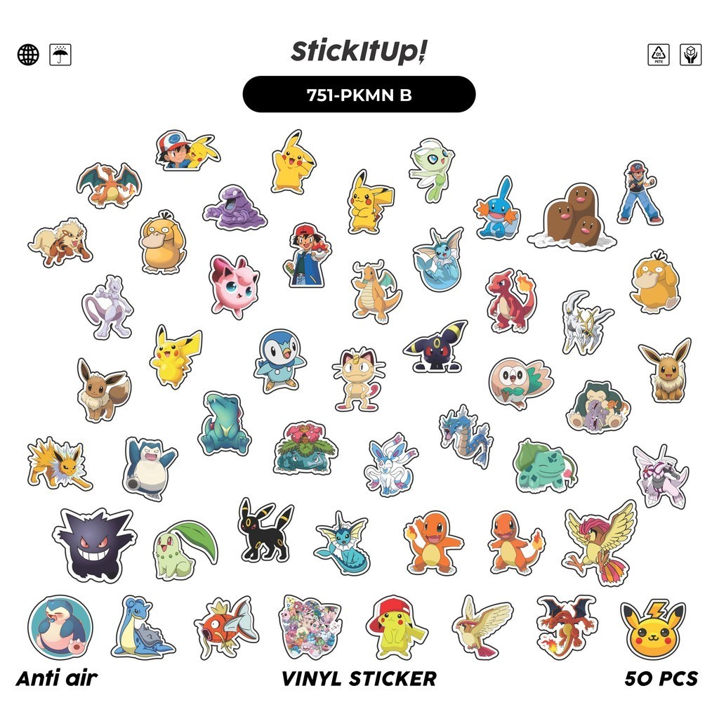 Jual COD 100 Pcs Stiker Pack Pokemon V3 Lucu Aesthetic Vynil Waterproof ...