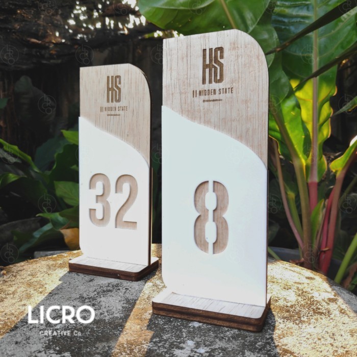 Jual NOMOR MEJA PIALA PENGHARGAAN LOGO CAFE RESTO ACRYLIC KAYU PLYWOOD ...