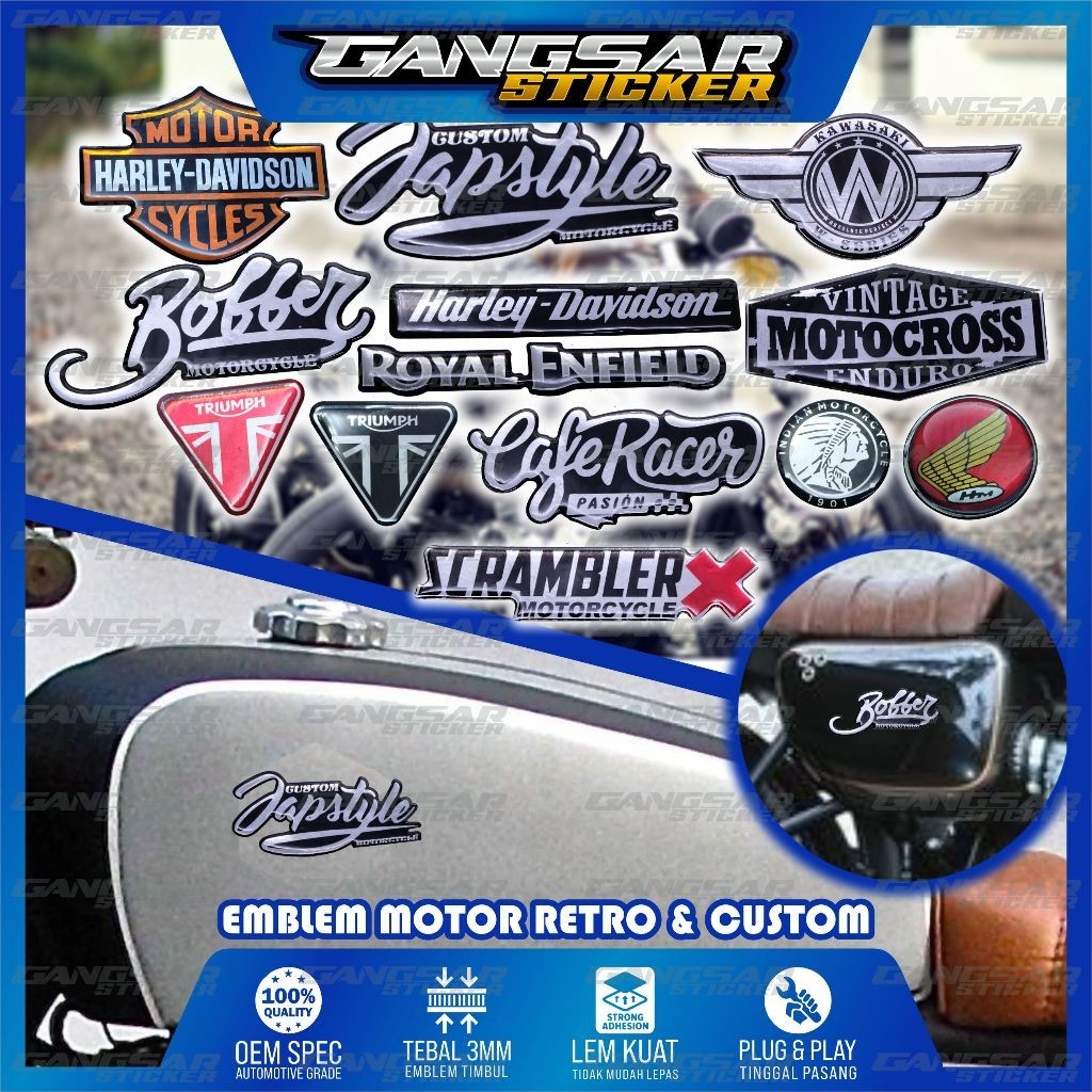 Jual Emblem tangki motor custom / emblem harley davidson / emblem ...