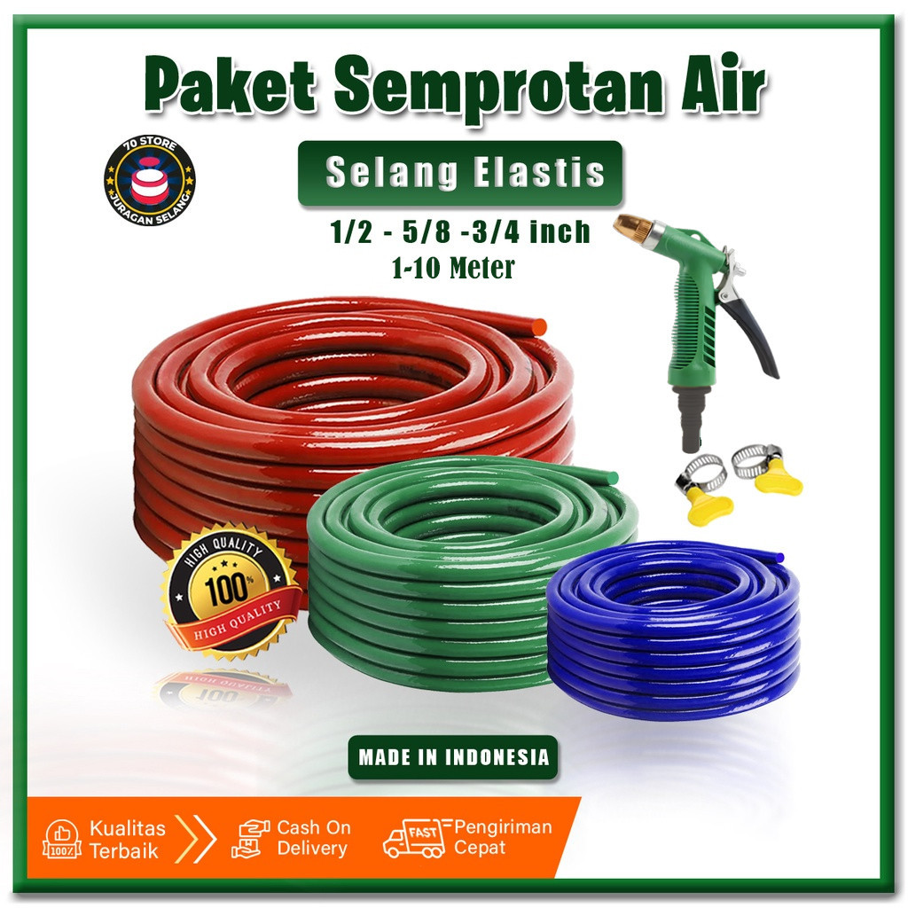 Jual PAKET SEMPROTAN SELANG AIR ELASTIS DOP 10 METER 1/2 5/8 3/4 INCH SELANG TAMAN KEBUN JET ...