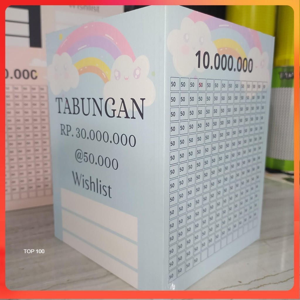 Jual Celengan Target 30 Juta 50k Pelangi Besar Kunci Gembok 15x15x20 cm ...