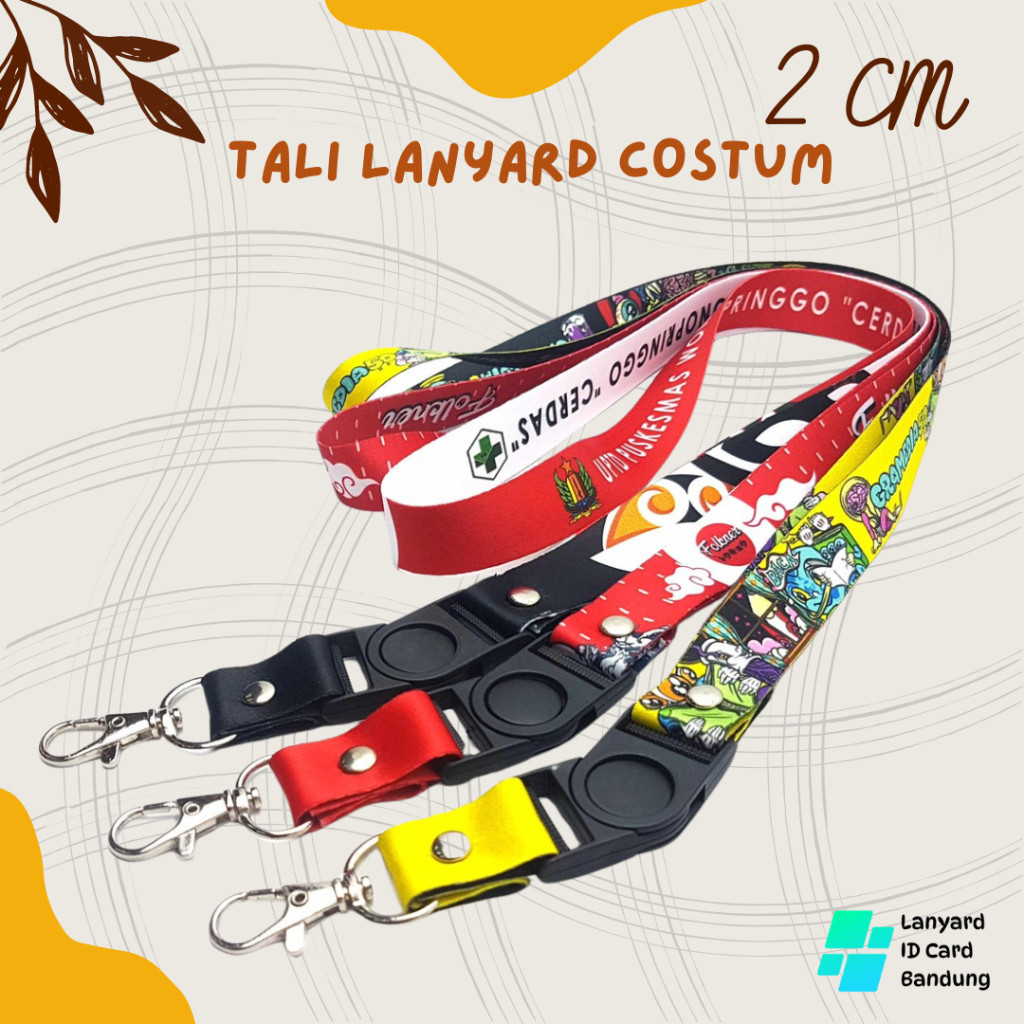 Jual custom lanyard sublim 2cm cetak tali id c4rd full color 2sisi ...