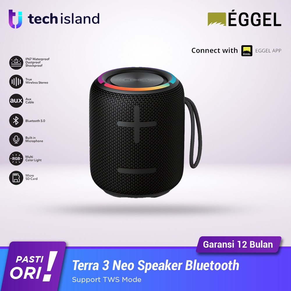 Jual Eggel Terra 3 Neo Speaker Bluetooth TWS Mode, Micro SD, Aux In, Handsfree Call, IP67 ...