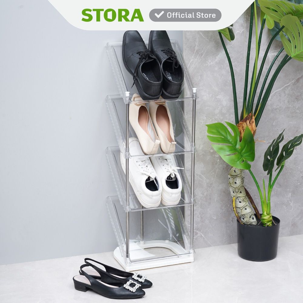 Jual Stora Rak Sepatu 4 Tingkat Tilt Transparan Shoe Rack Organizer ...