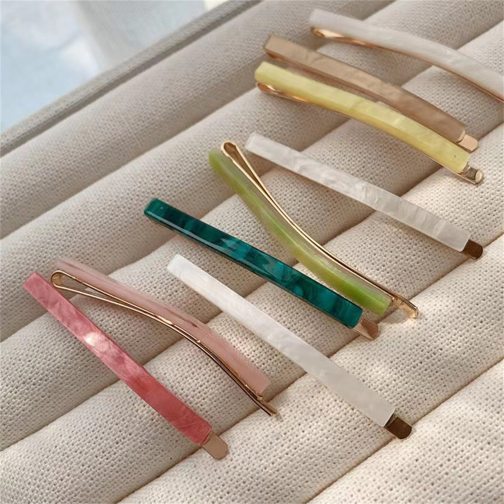 Jual 3pcs/set Acetate Barrettes Simple Oblong Geometric Hair Clips ...