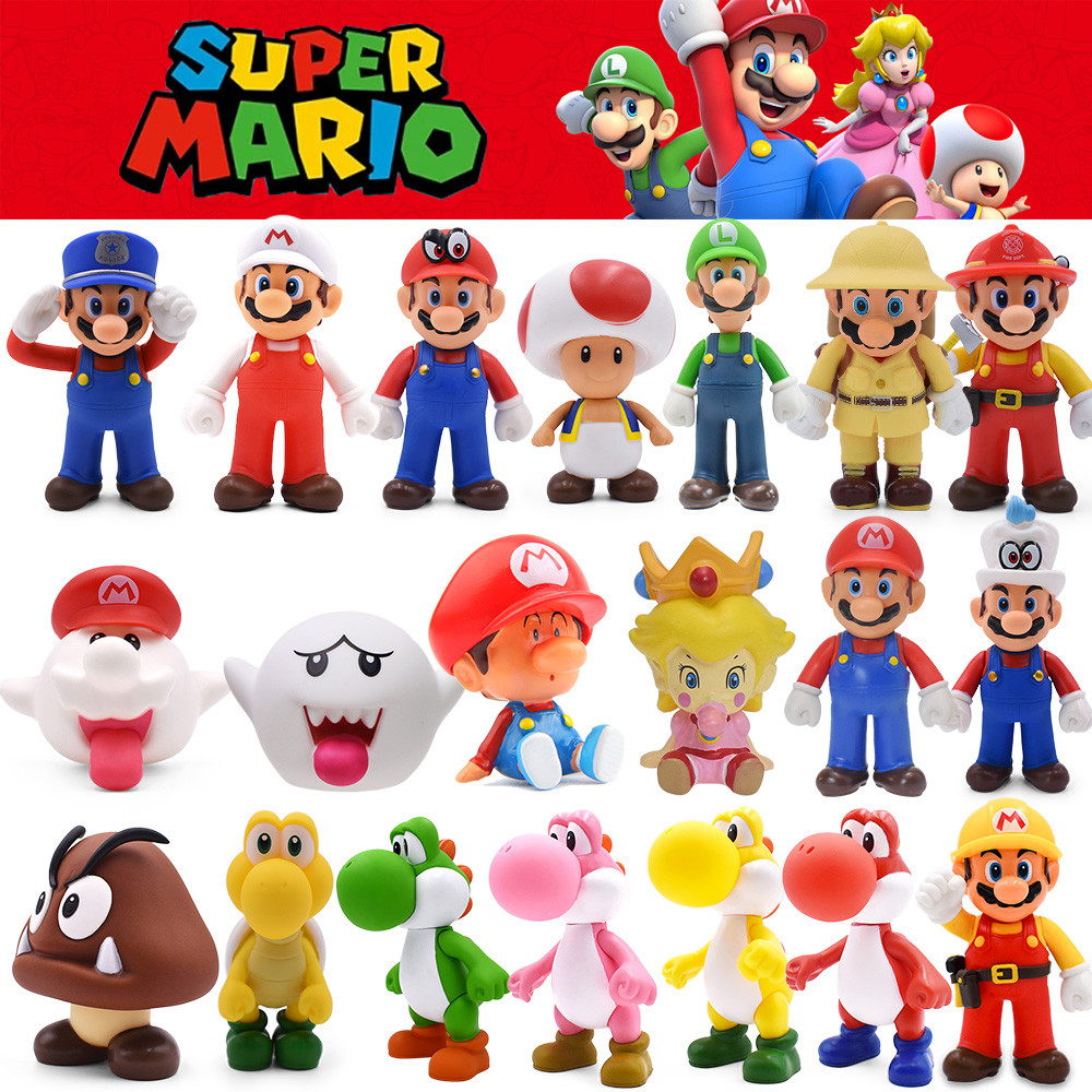 Jual Super Mario Bros. Action Figure Bowser Princess Peach Boo Yoshi ...