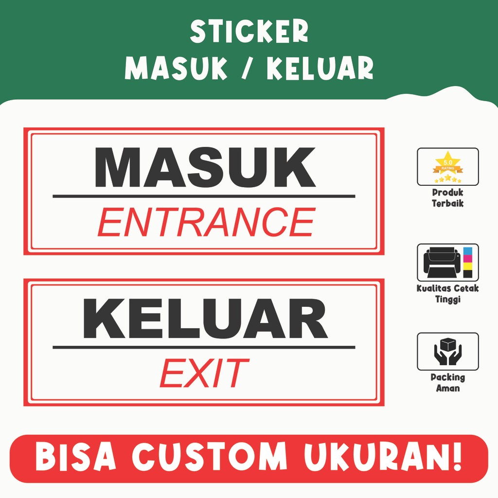 Jual Sticker Masuk Keluar – Penanda Arah, Material Vinyl Berkualitas ...