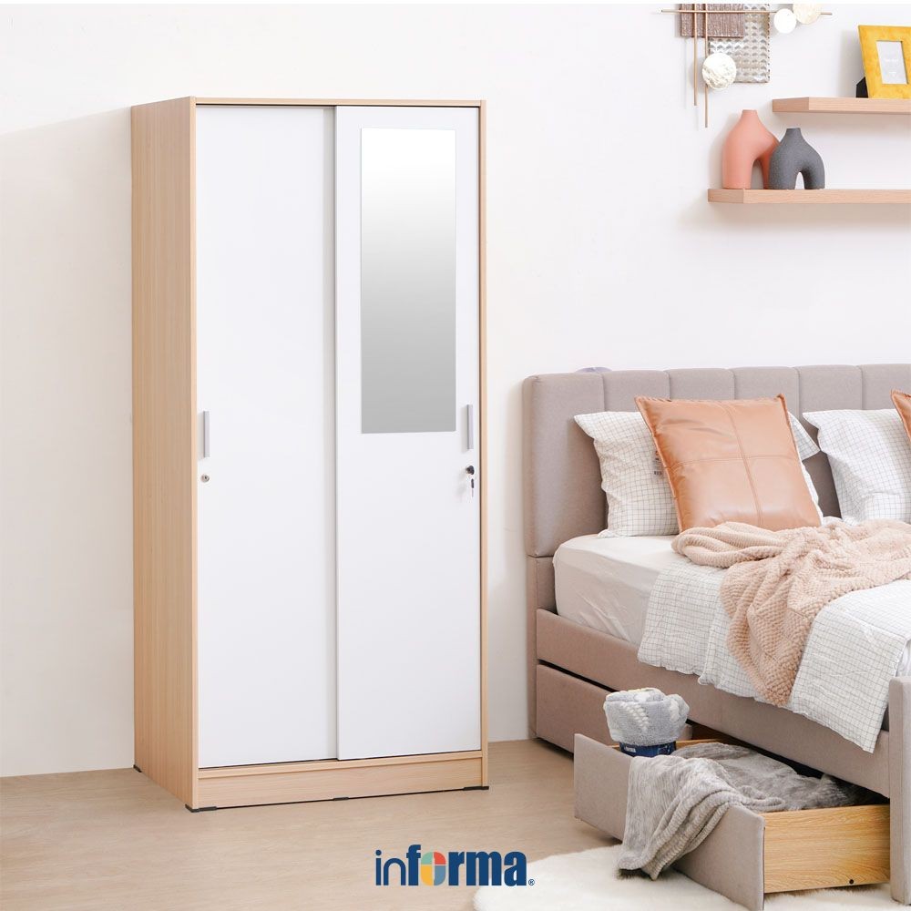 Jual Informa Rana Lemari Pakaian 2 Pintu - Putih/Cokelat Maple Wardrobe ...