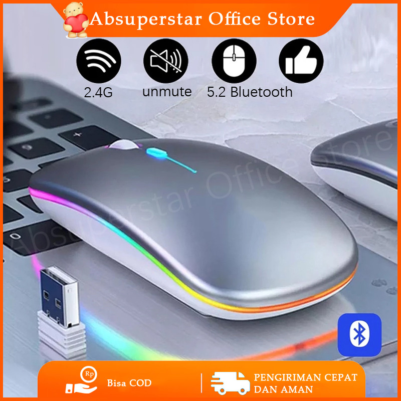 Jual 2.4G Wireless Bluetooth Mouse Wireless Rechargeable Silent Click ...