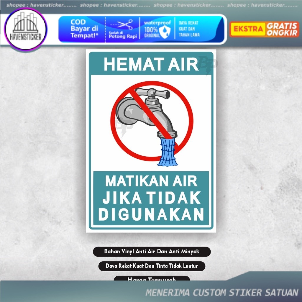 Jual Sticker Matikan keran air - sticker hemat air - stiker keran air ...