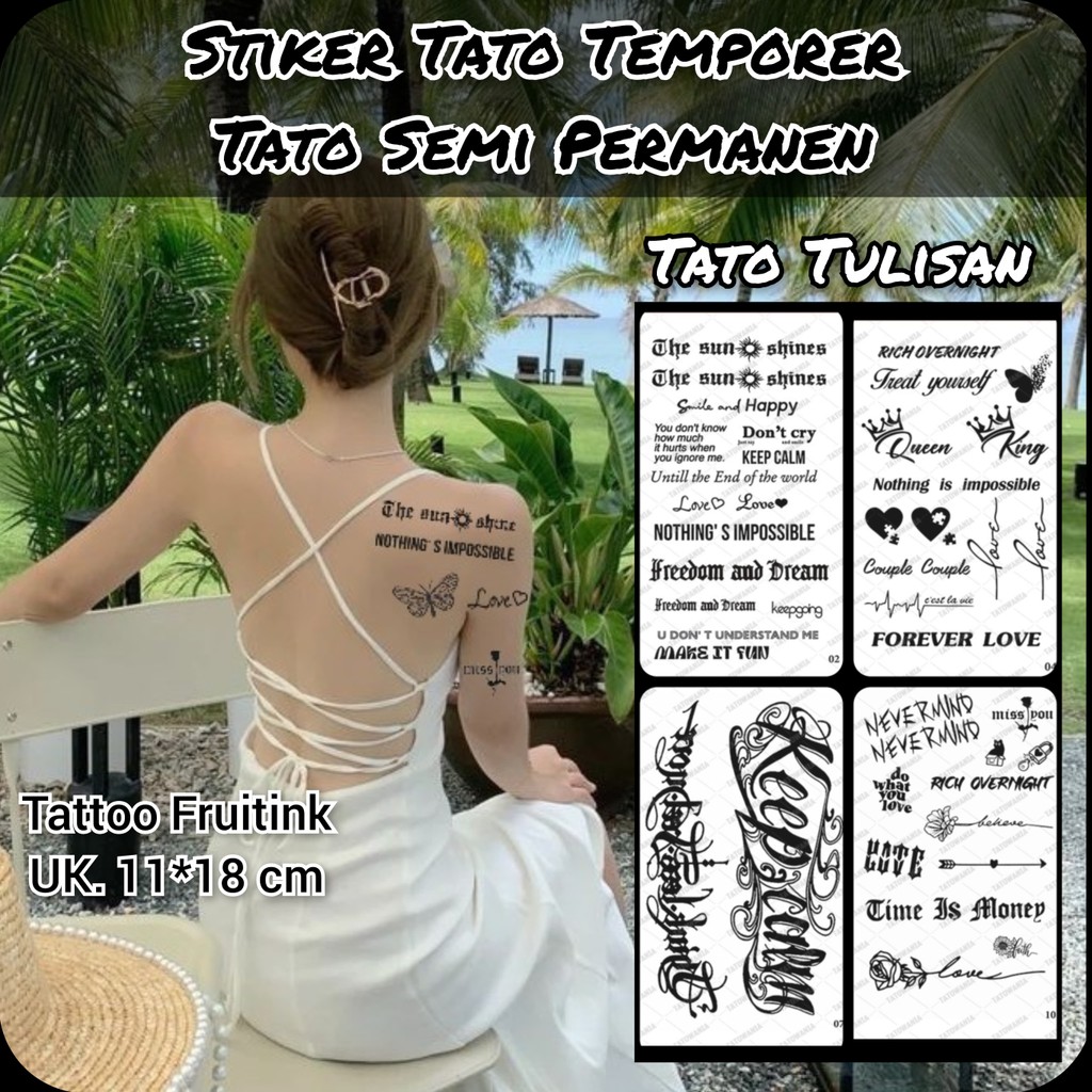 Jual TattooPop - Stiker Tato Temporer Motif Tulisan - Tato Temporer ...