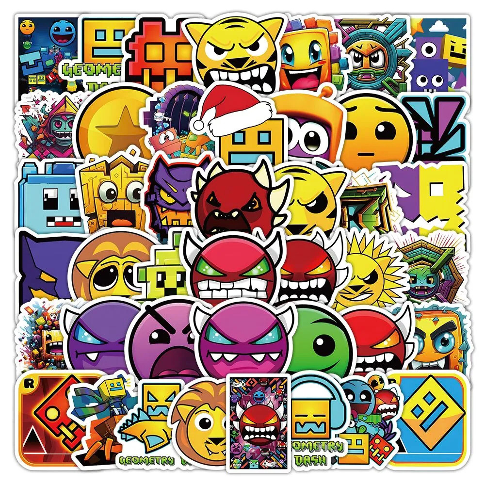 Jual 10/30/50pcs Cute Cartoon Game Stickers Geometry Dash Decals for ...