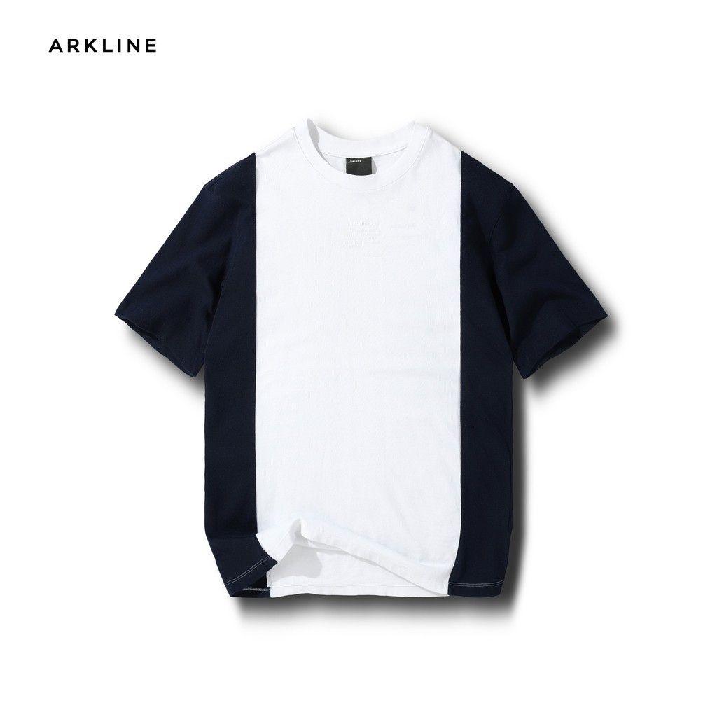 Jual Arkline Deep Navy and White T-shirt Colorblocked "Happiness ...