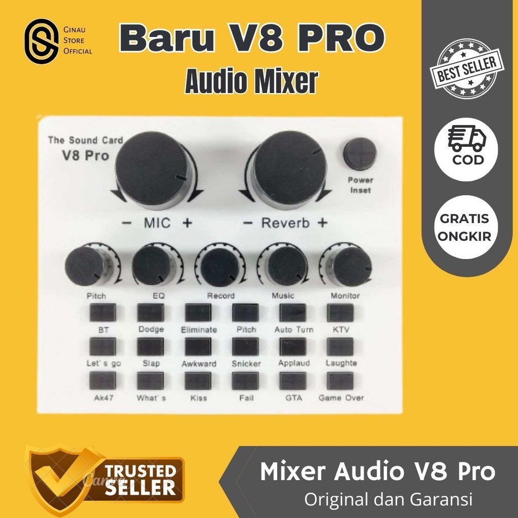 Jual Soundcard V8 Pro Mixer Audio External Sound Card Bluetooth Effect ...