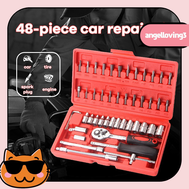 Jual Alat Perbaikan yang Praktis / Kunci Socket 46/48 Pcs 1/4" + Obeng ...