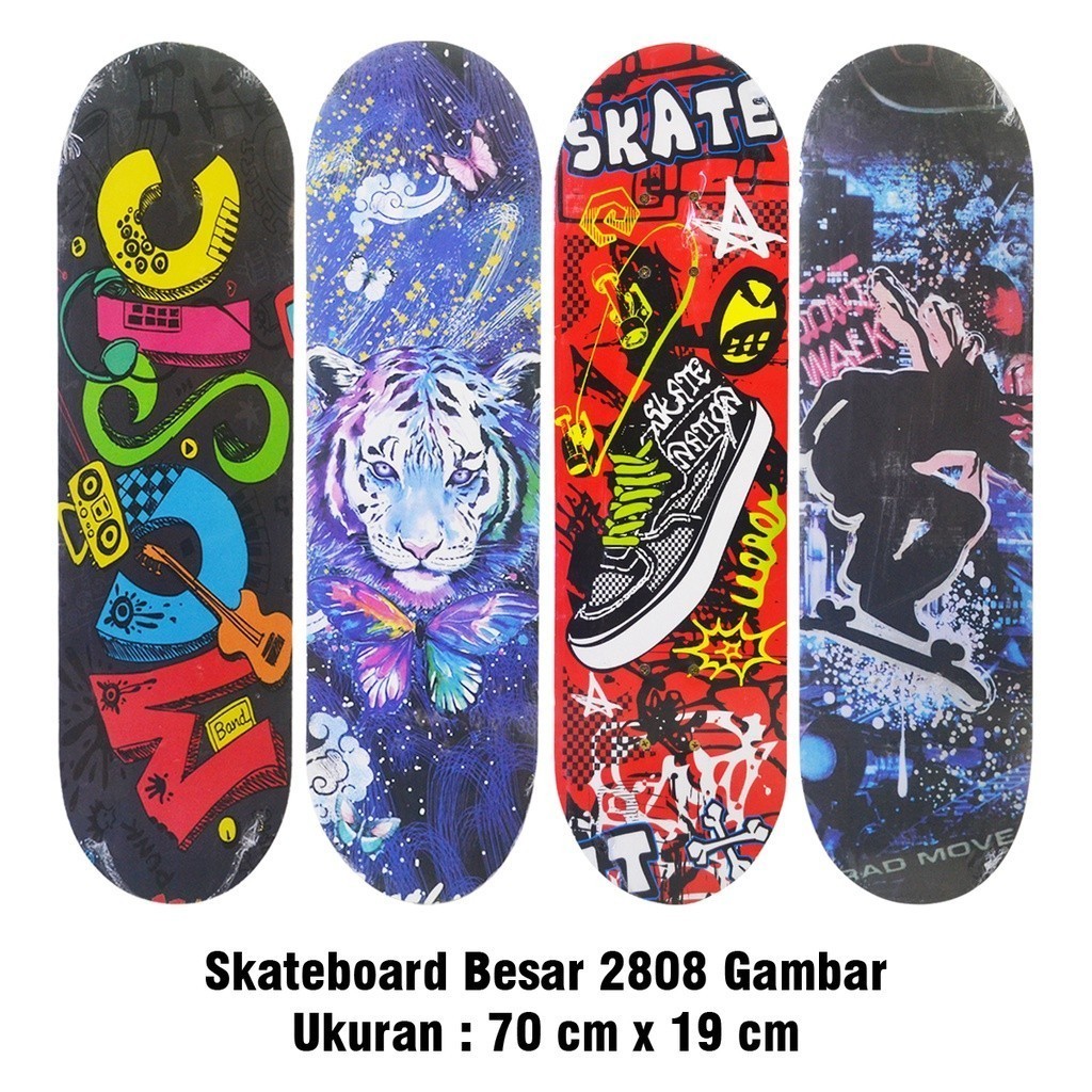 Jual Papan Skateboard Skate Board Dewasa Besar Anak Gambar Roda PVC ...