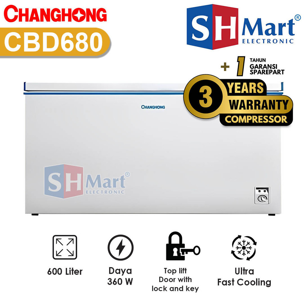 Jual CHEST FREEZER CHANGHONG 600 LITER CBD680 FREEZER BOX GARANSI RESMI ...