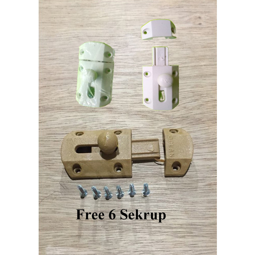 Jual Grendel Slot Pintu PVC 2 inch Kuat Free Sekrup Grendel Selot Pintu ...