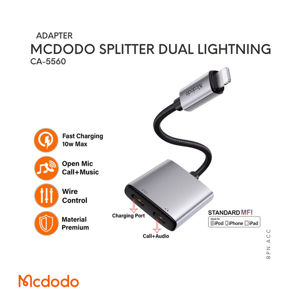Jual MCDODO CA-5560 Kabel Converter Splitter Lightning iPhone to Dual ...