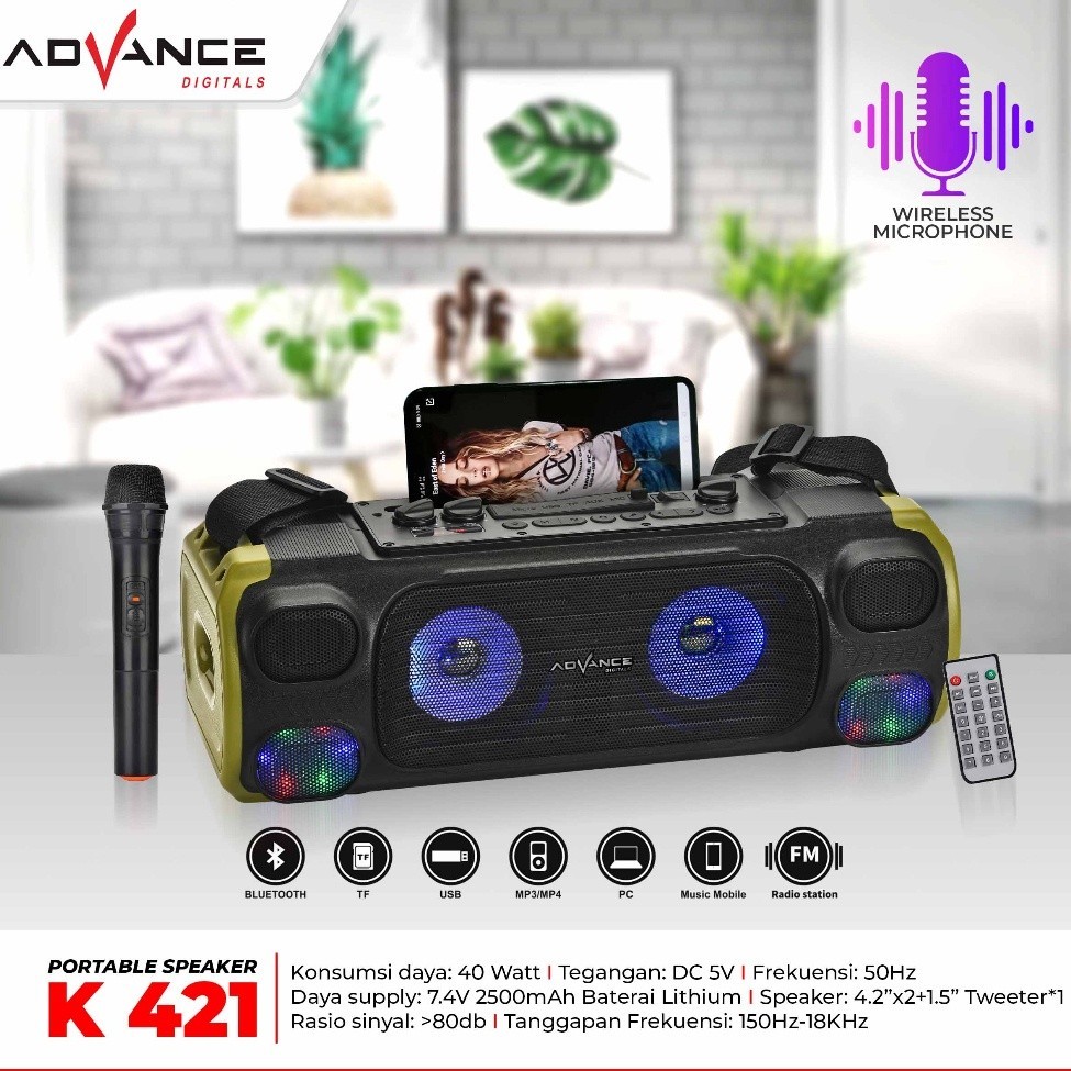 Jual Speaker portable bluetooth advance K421 / speaker advance bluetooth K421 | Shopee Indonesia