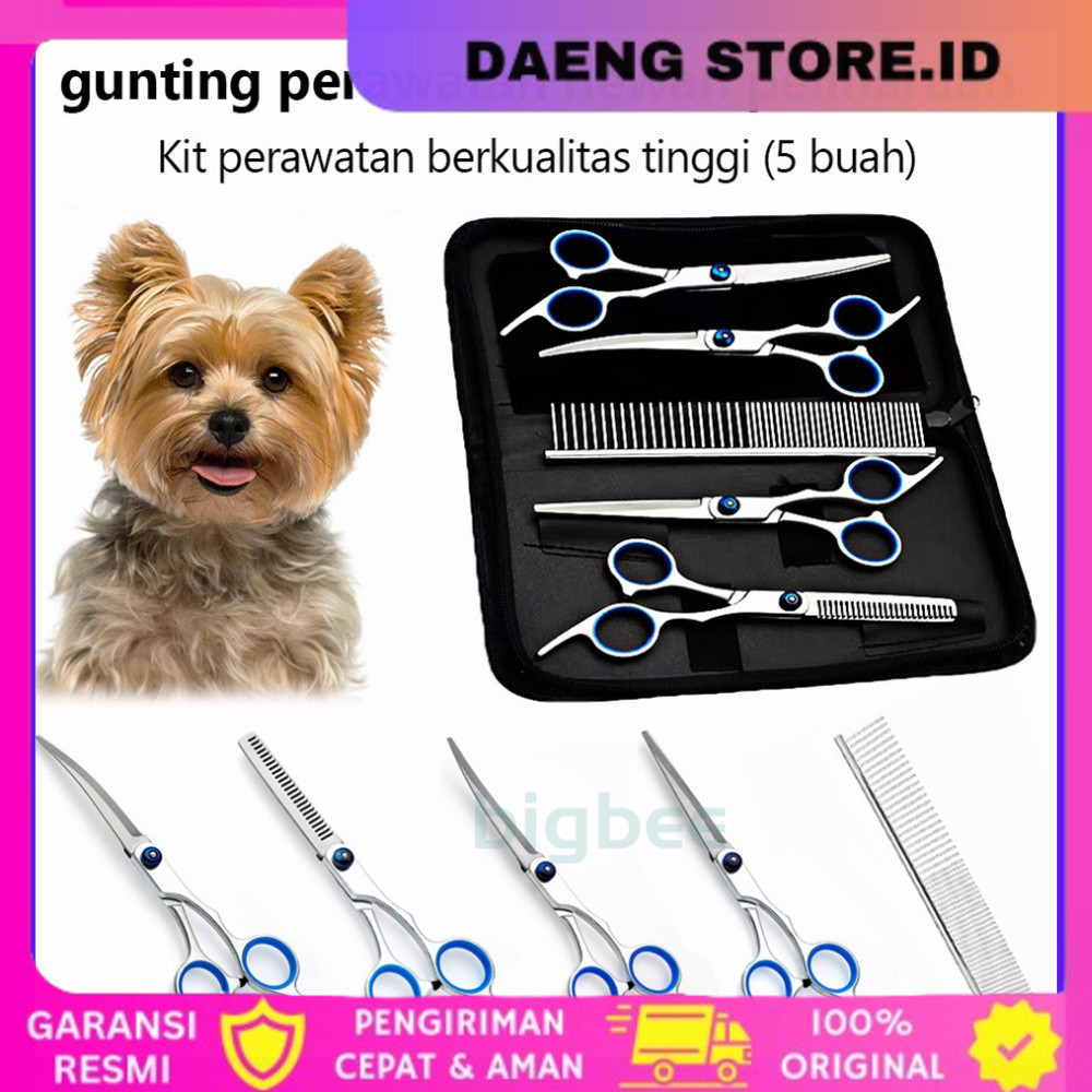 Jual Set Gunting Grooming Perawatan Bulu Anjing 5 in 1 SET 5 Pcs Dengan ...