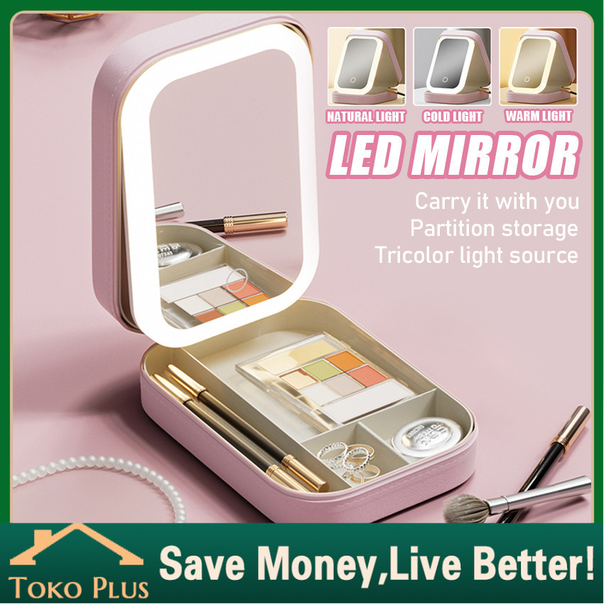 Jual Tas Makeup Lampu Led / Tas Kosmetik dengan Cermin Lampu LED Tas ...