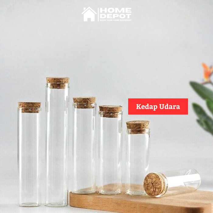 Jual Toples Kaca Kecil Kedap Udara Tutup Kayu Minimalis Borosilicate ...
