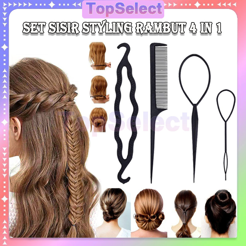 Jual Set Sisir Styling Rambut 4 in 1/alat salon styling hias rambut ...