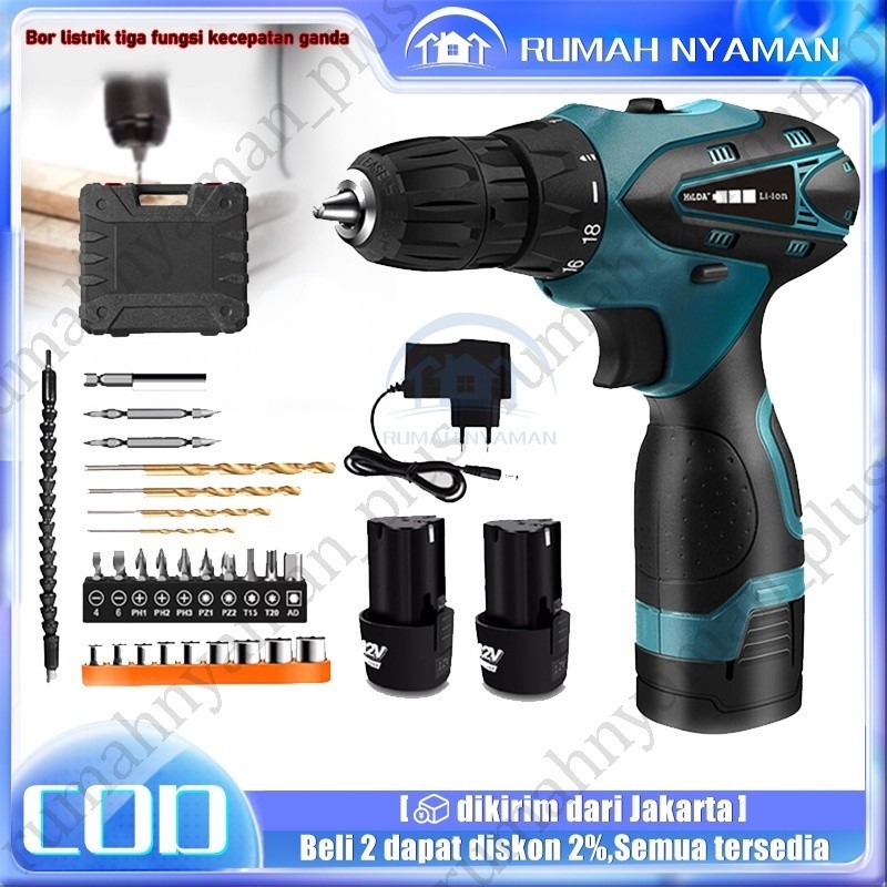 Jual Bor Baterai Bor Listrik Bor Tanpa kabel Set Lengkap Mata Bor ...