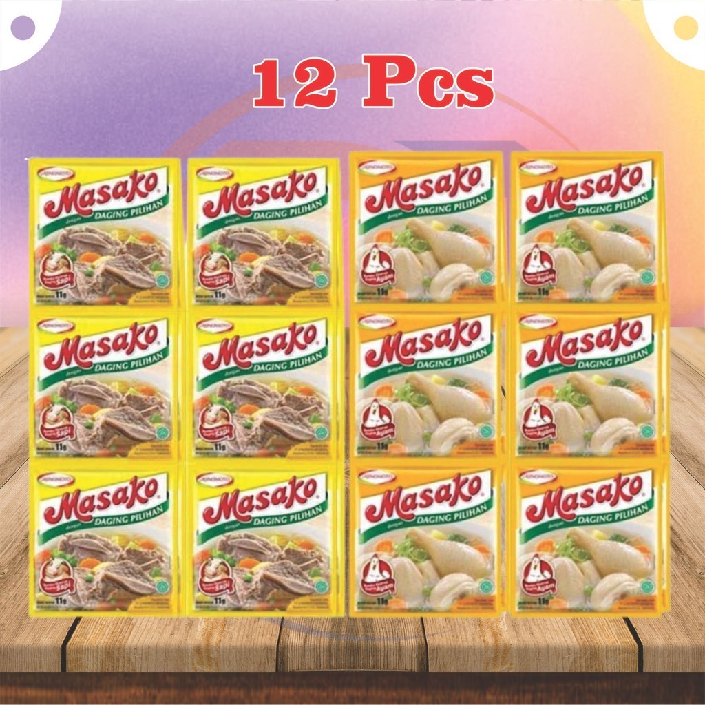 Jual Masako Sapi | Masako Ayam Sachet 1 Renteng 12 pcs | Shopee Indonesia