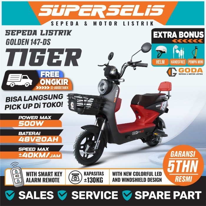 Jual Sepeda Listrik GODA 147DS TIGER 48V 12AH 48V/12AH Selis Garansi ...