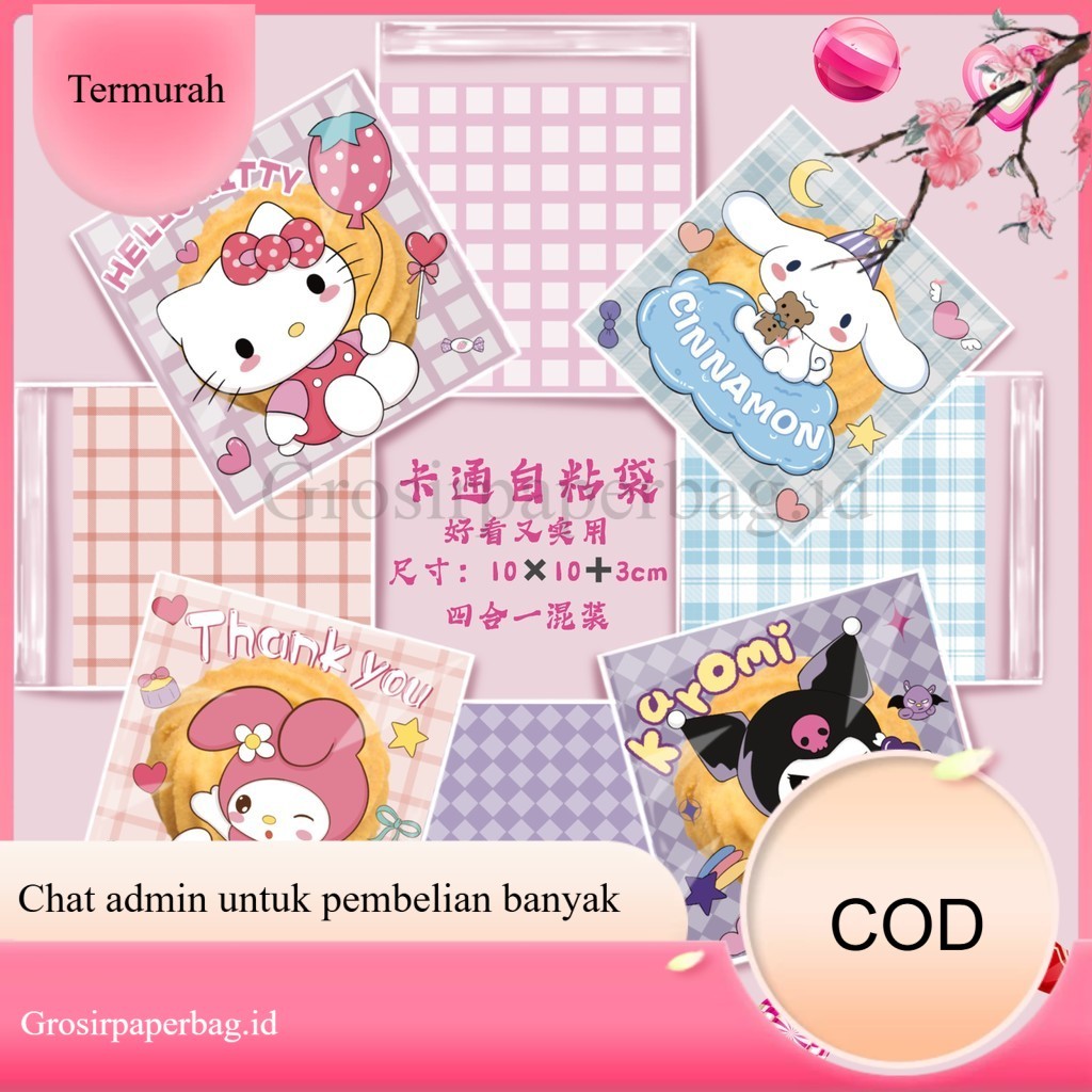 Jual 100 Pcs Plastik OPP Sanrio Packaging Snack Cookies Aneka Ukuran ...