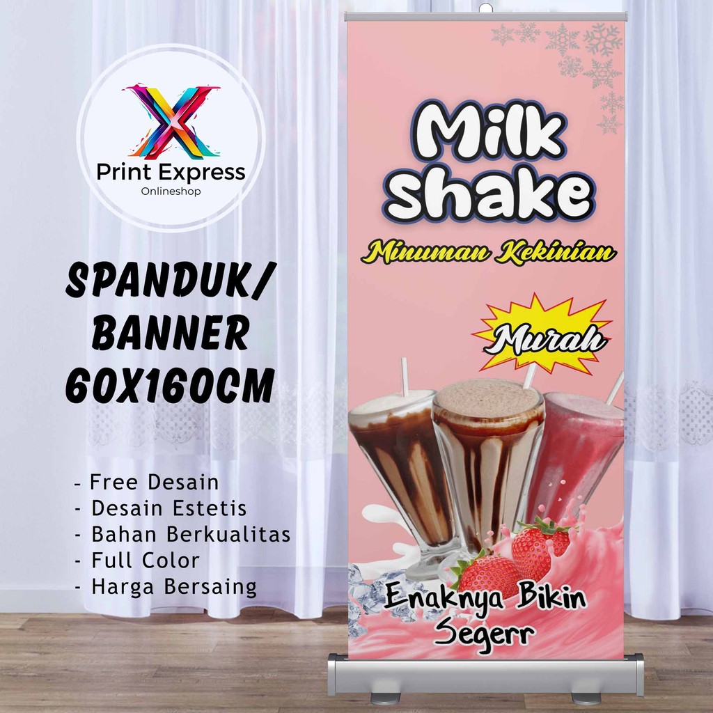 Jual Cetak Spanduk Milk Shake Minuman Kekinian 60x160 Cm Bisa Rekues ...