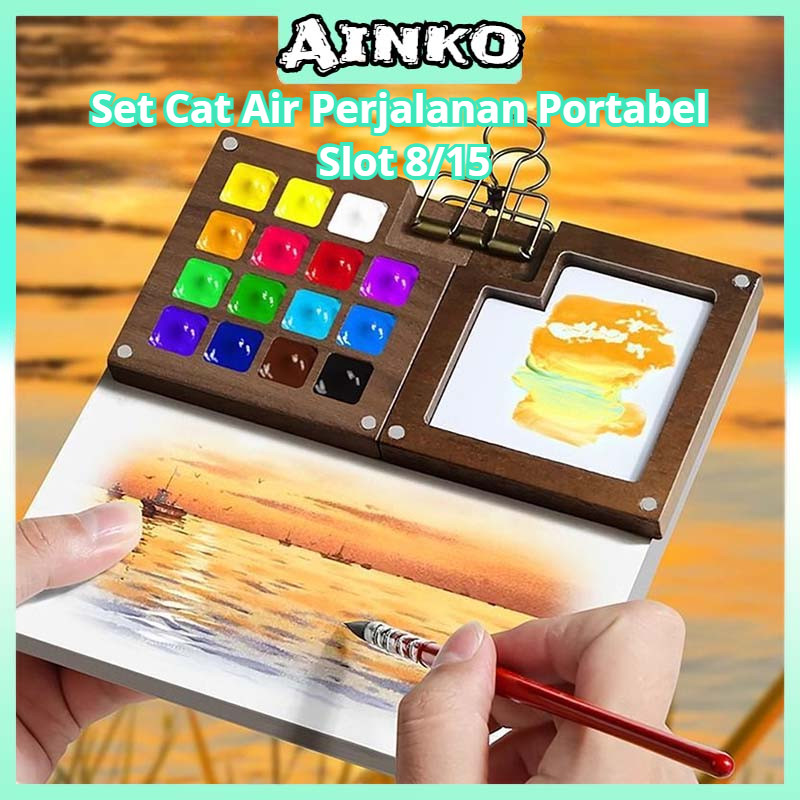 Jual 15/8 Hole Palette Watercolor Kayu Mini Palet Lukis Kayu Magnetic ...