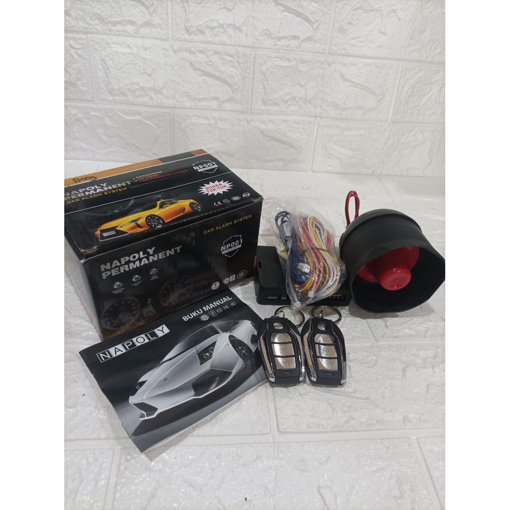 Jual alarm mobil napoly permanent universal remote car alarm system ...