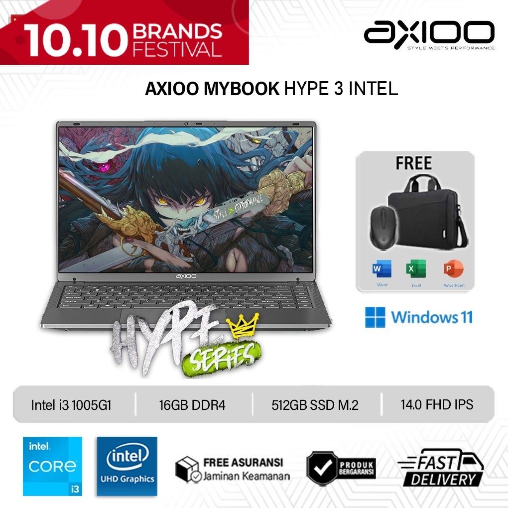 Jual Laptop AXIOO HYPE 3 Intel Core i3 Gen 10 Ram 16GB 512GB SSD14.0 FHD IPS Windows 11 Pro ...