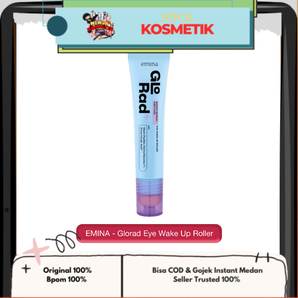 Jual EMINA - GLORAD EYE WAKE UP ROLLER ( 15 ml ) - Eye Serum Anti Mata ...